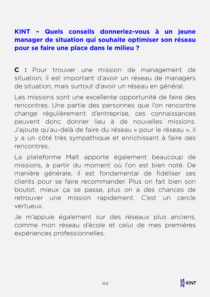 Privé : GUIDE MANAGER – KINT Partners